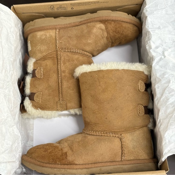 UGG | Shoes | Ugg Girls Bailey Bow Ii Suede Water Resistant Brown ...